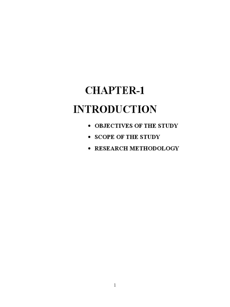 Chapter-1: Objectives of The Study Scope of The Study Research ...