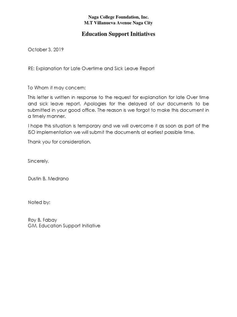 Explanation Letter | PDF