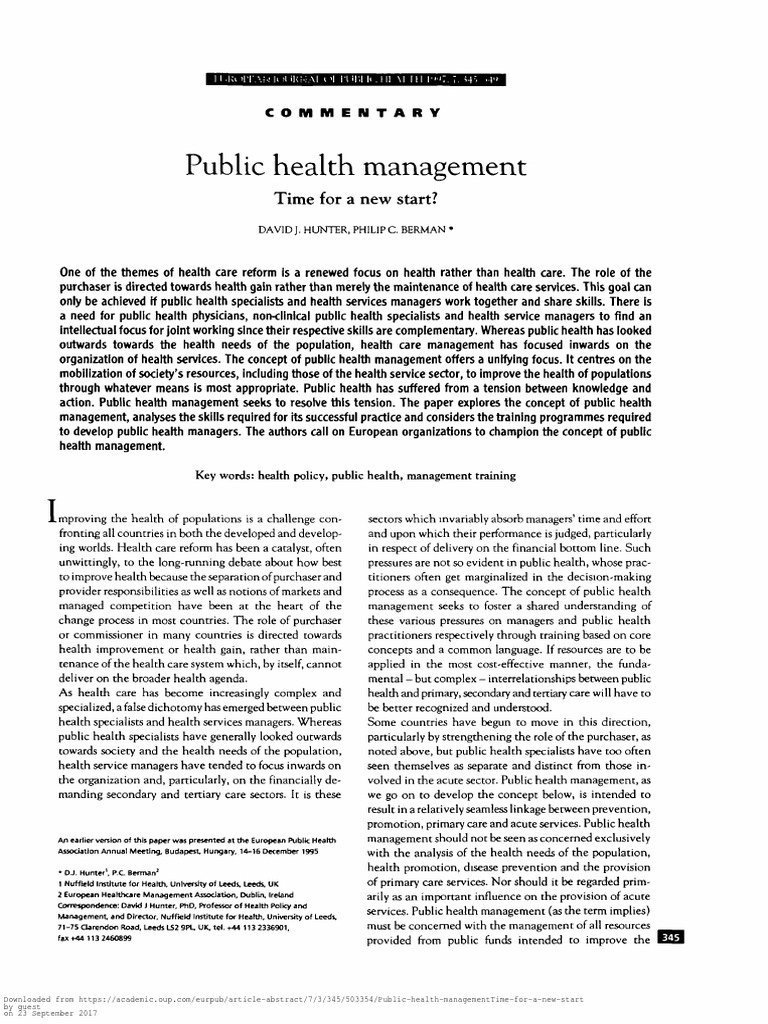 Health Management | PDF | Public Health | Health Care