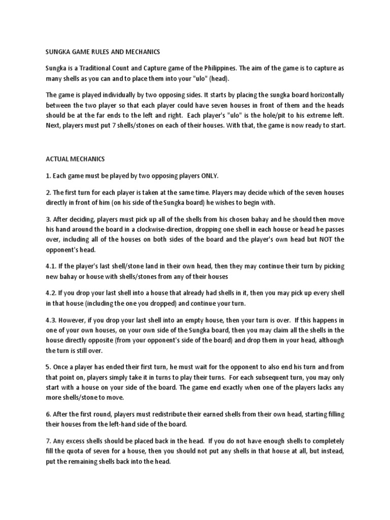 Sungka Game | PDF | Gaming | Leisure