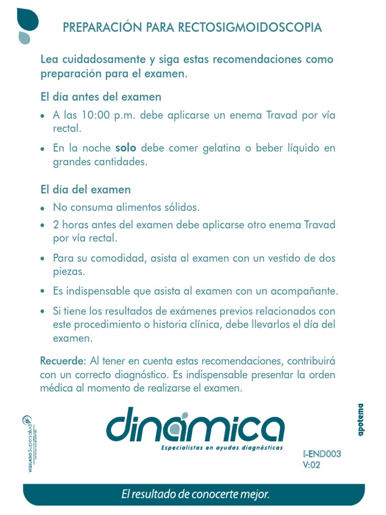 Preparación para Rectosigmoidoscopia | PDF | Medicina | Medicina CLINICA