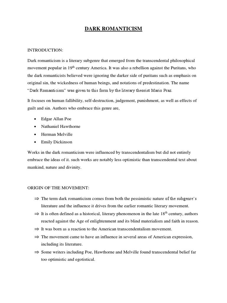 Dark Romanticism | PDF | Moby Dick | Romanticism