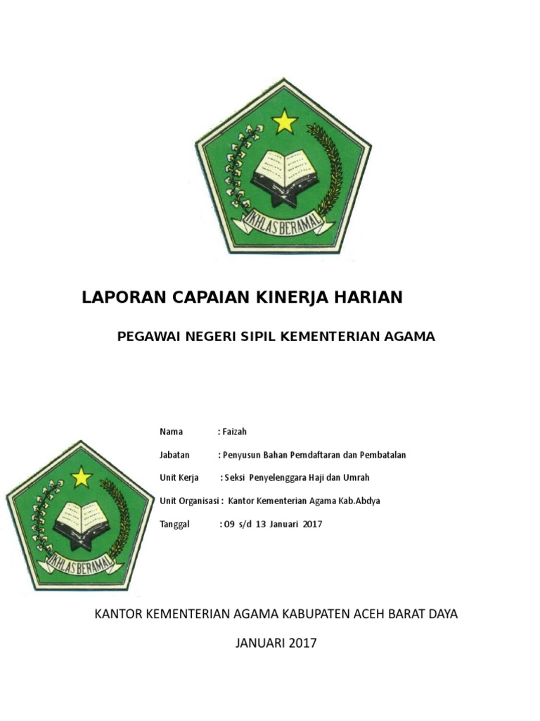 Cover LAPORAN HARIAN | PDF