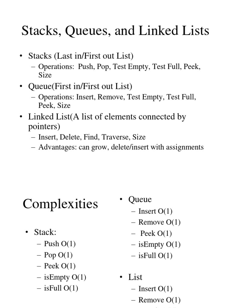 LInked List For Stacks and Queues | PDF | Queue (Abstract Data Type ...