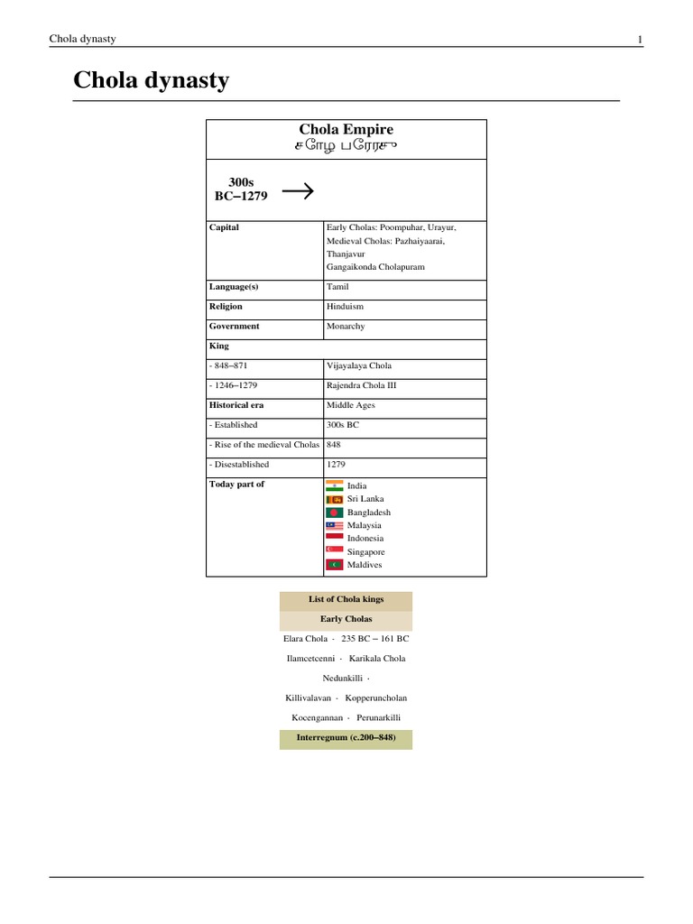 Chola Dynasty PDF | PDF | Ancient India | Tamils
