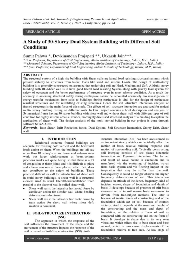 A Study of 30-Storey Dual System Building With Different Soil ...
