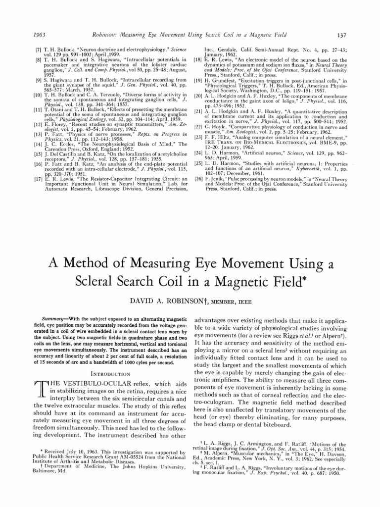 A Method of Measuring Eye Movement Using a Scleral Search Coil in a ...