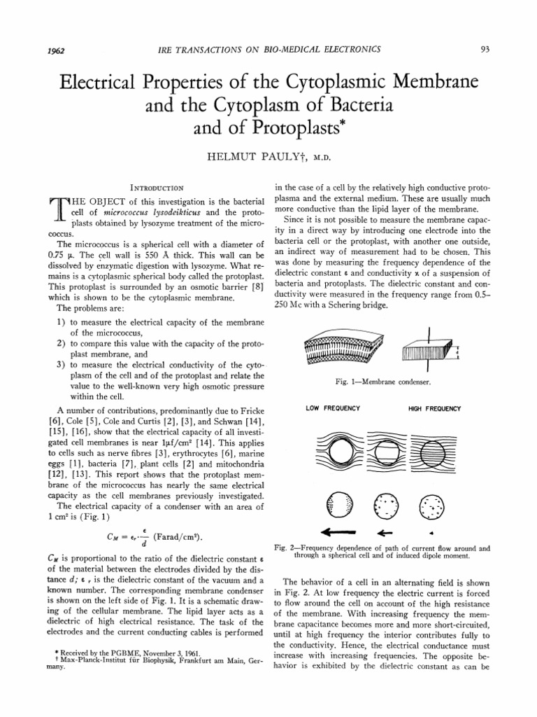 Electrical Properties of Cell Membranes | PDF | Dielectric | Capacitor