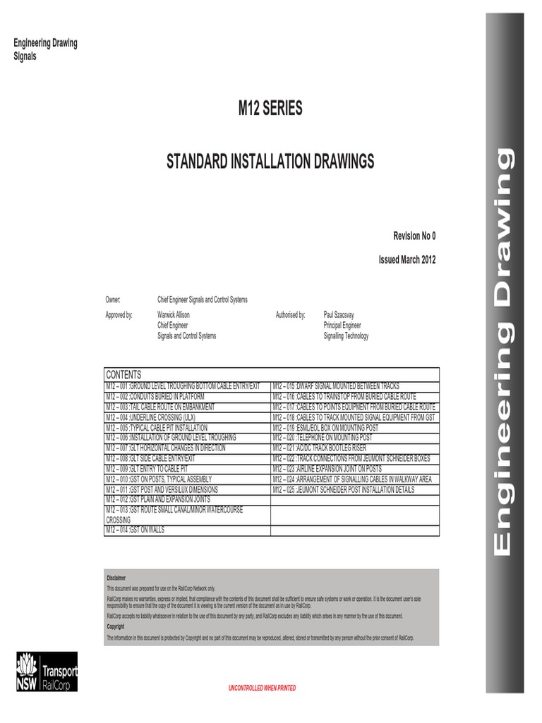 M12 Series Standard Installation Drawings: Engineering Drawing Signals ...