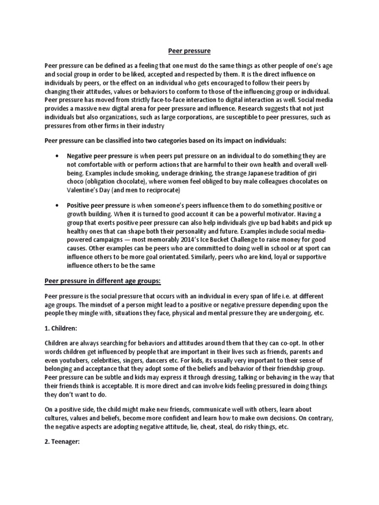 Understanding Peer Pressure Dynamics | PDF | Social Group | Adolescence