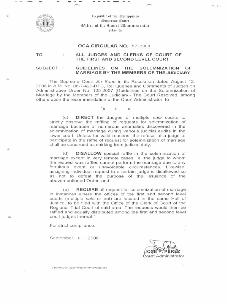 OCA Circular No. 87 2008 PDF | PDF | Judge | Judiciaries
