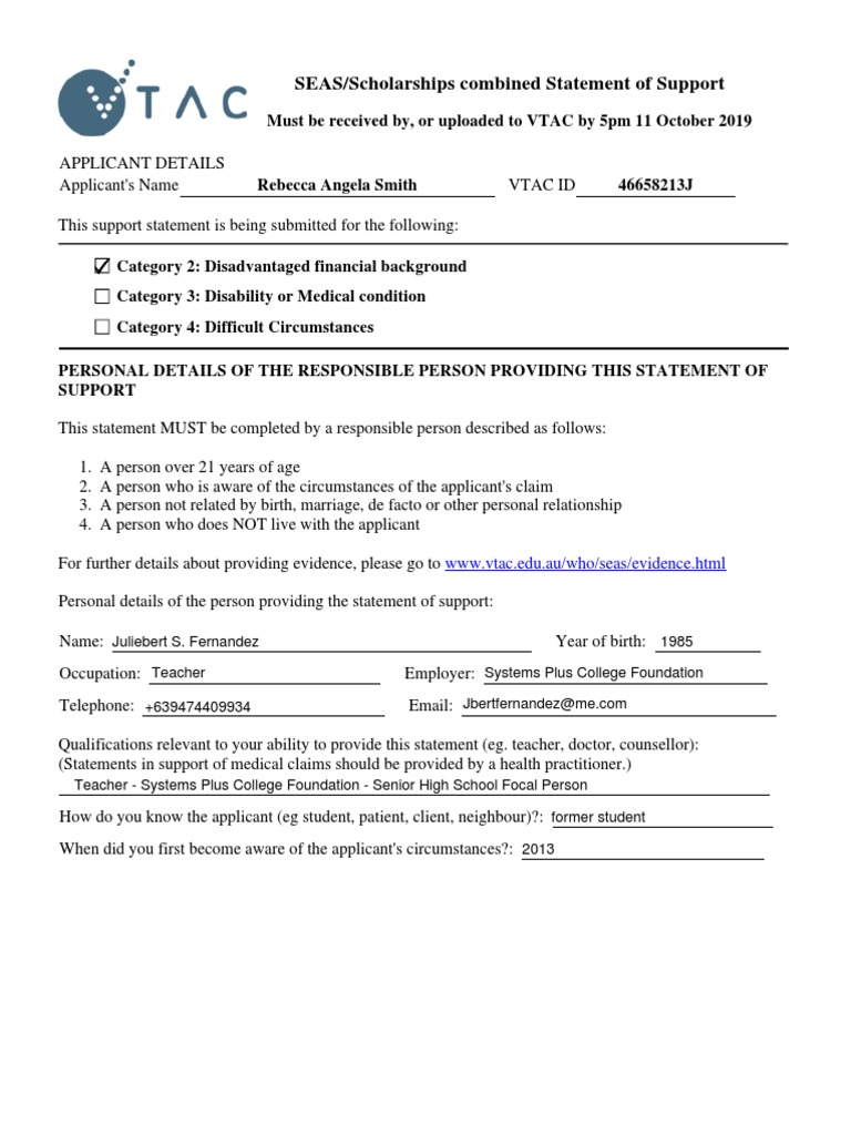 Statementofsupport | PDF