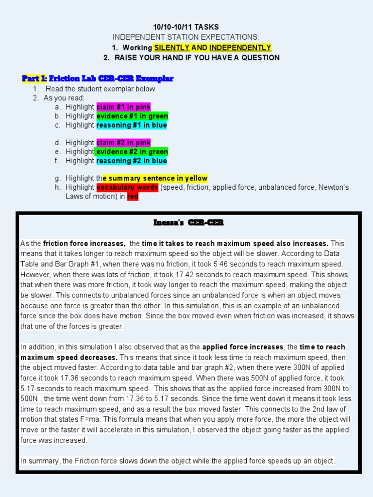 Friction Lab Cer-Cer 2 | PDF | Friction | Force