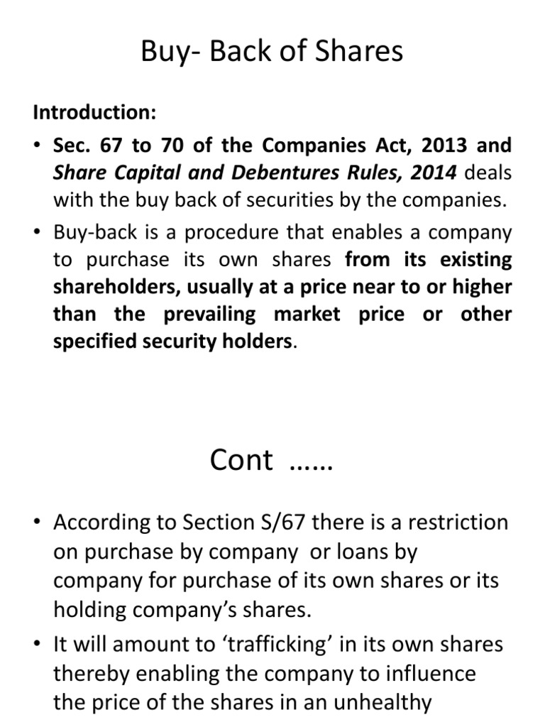 Buy Back of Shares | PDF | Share Repurchase | Securities (Finance)
