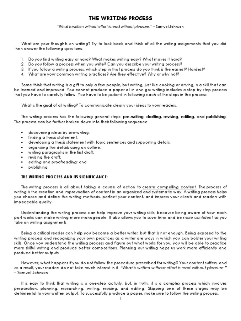 The Writing Process | PDF | Linguistics | Human Communication