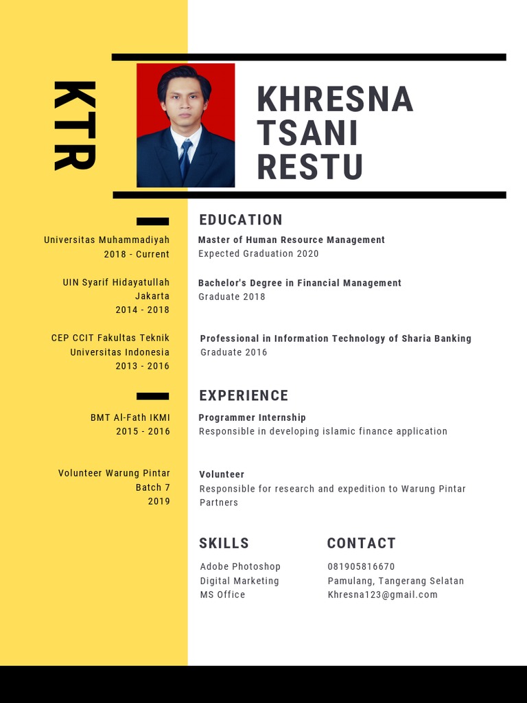 Khresna Tsani Restu: CV Overview | PDF | Business