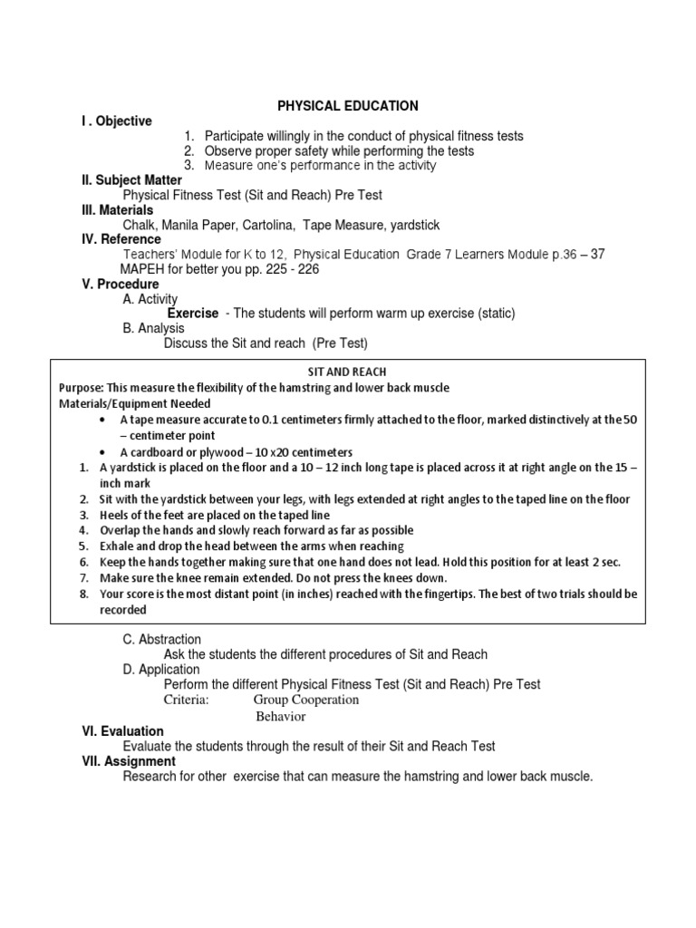 Physical Education I - Objective: Criteria: Group Cooperation Behavior ...