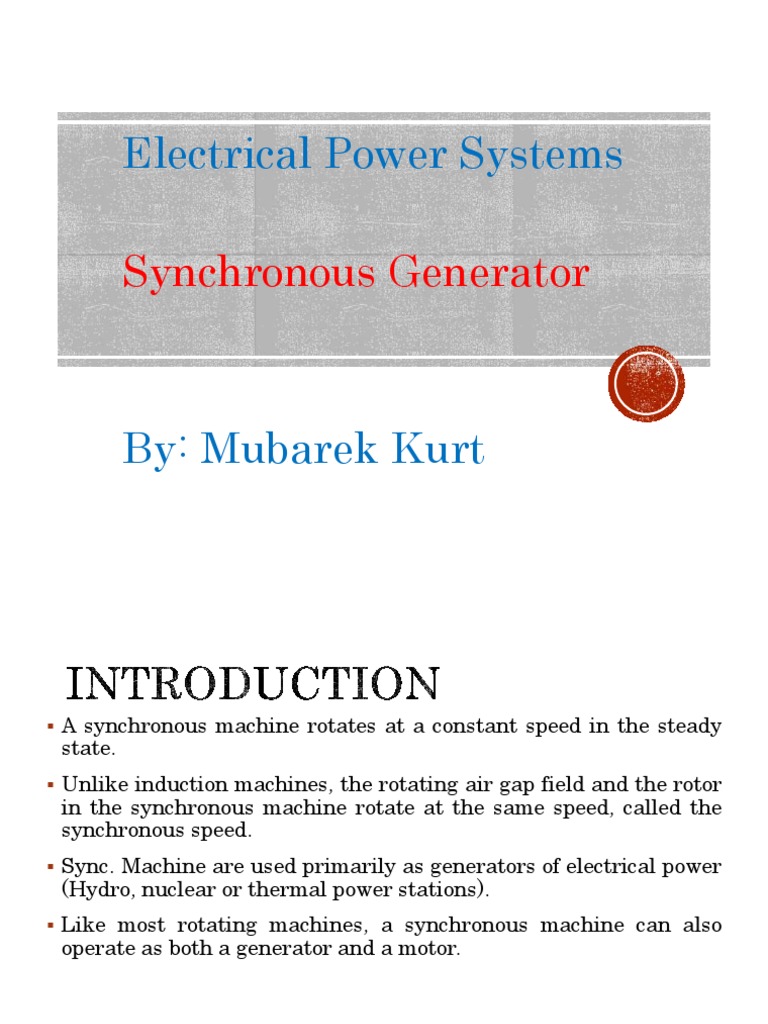 Electrical Power Systems: Synchronous Generator | PDF | Electric Motor ...