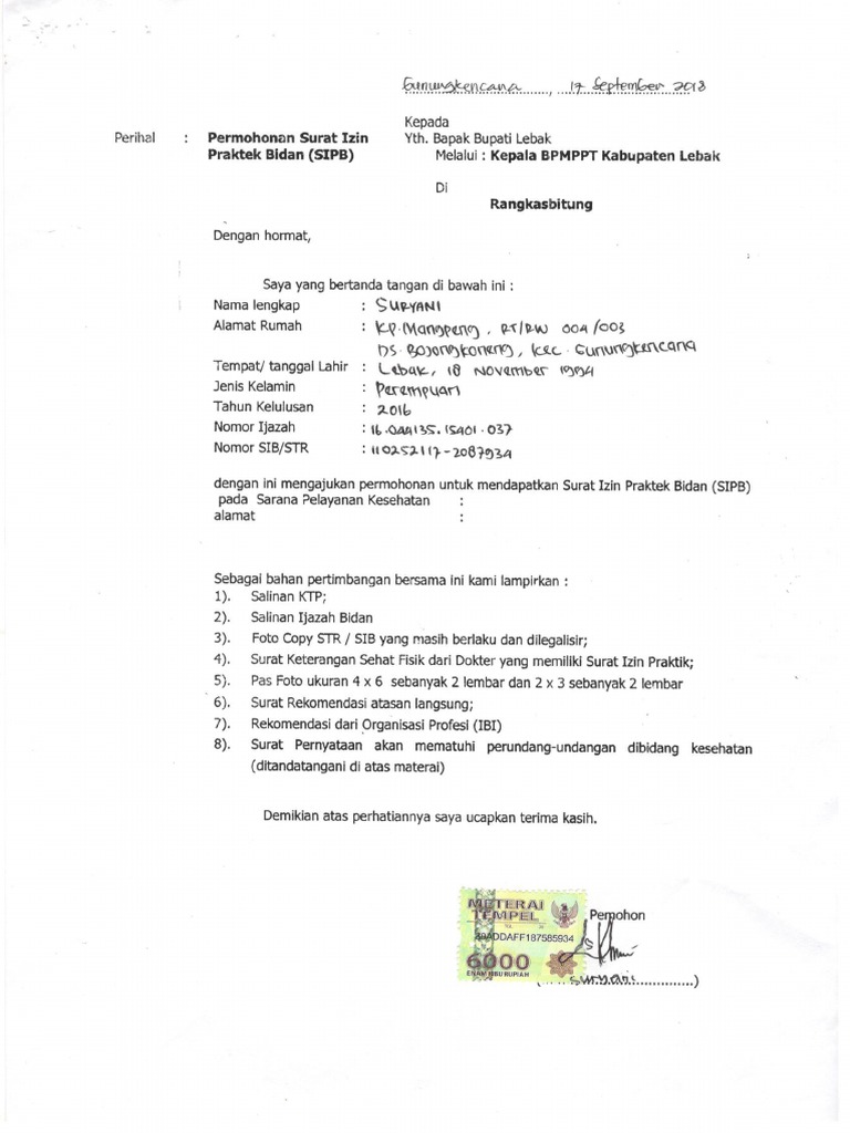 Surat Permohonan SIPB PDF | PDF