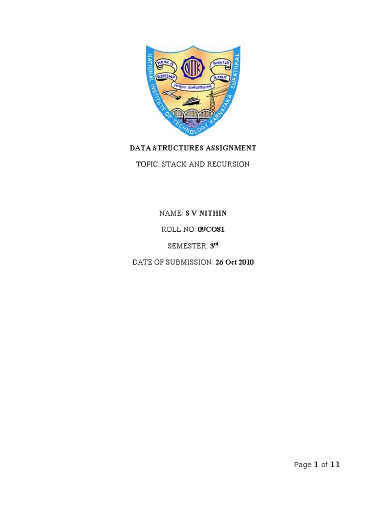 Assignment For DS (Stack and Recursion) | PDF | Time Complexity | C ...