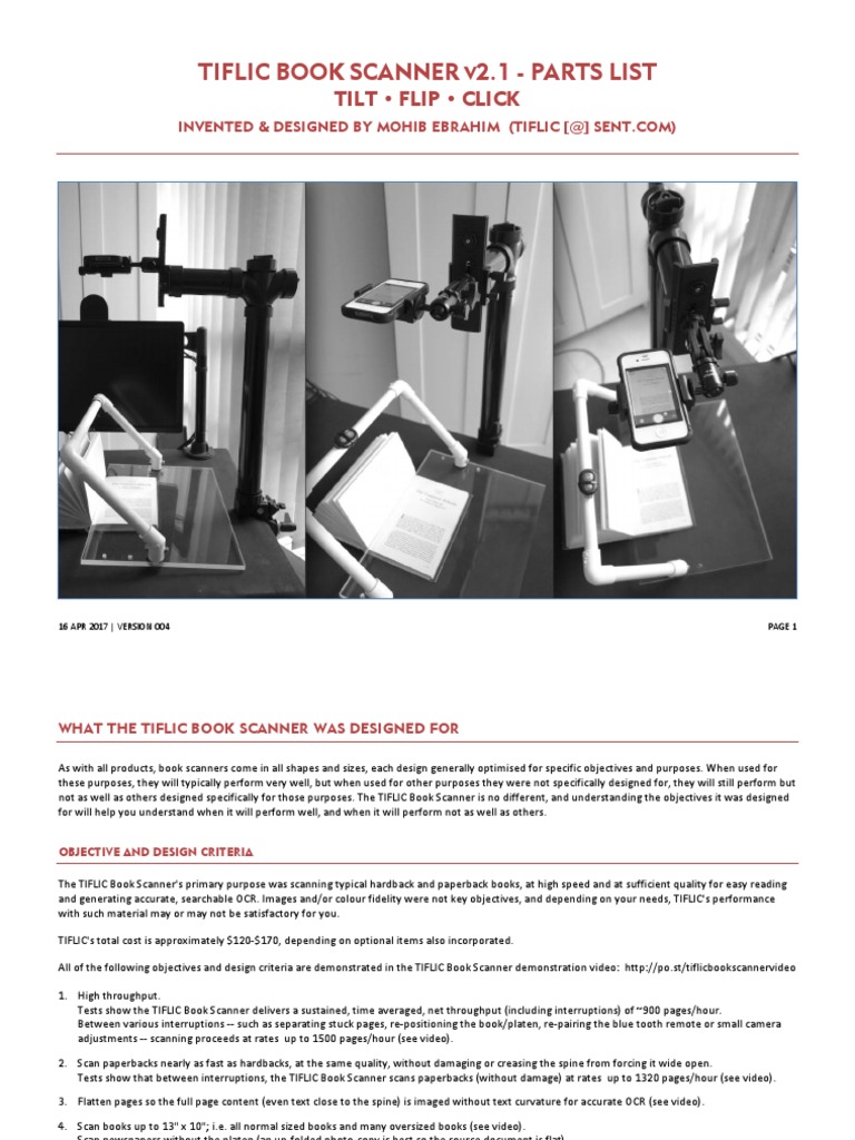 The DIY Tiflic Book Scanner: An Affordable and Portable Design for High ...