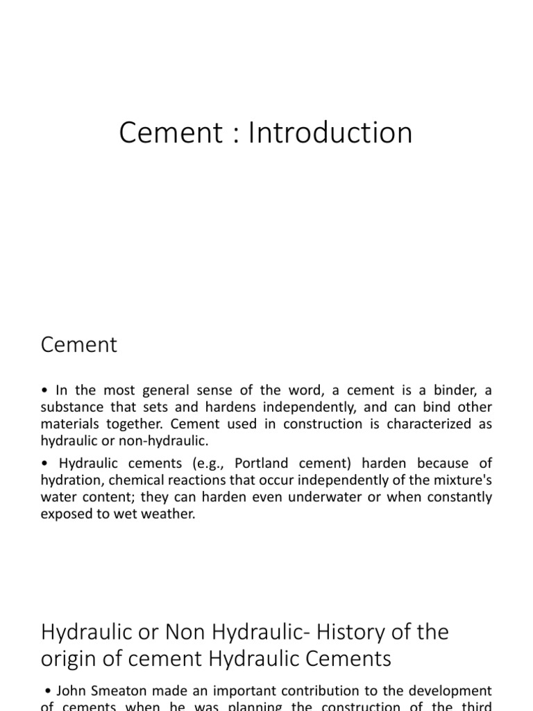 Cement Introduction | PDF | Cement | Concrete