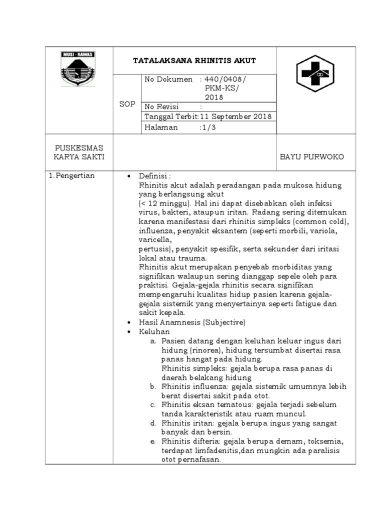 Tatalaksana Rhinitis Akut | PDF