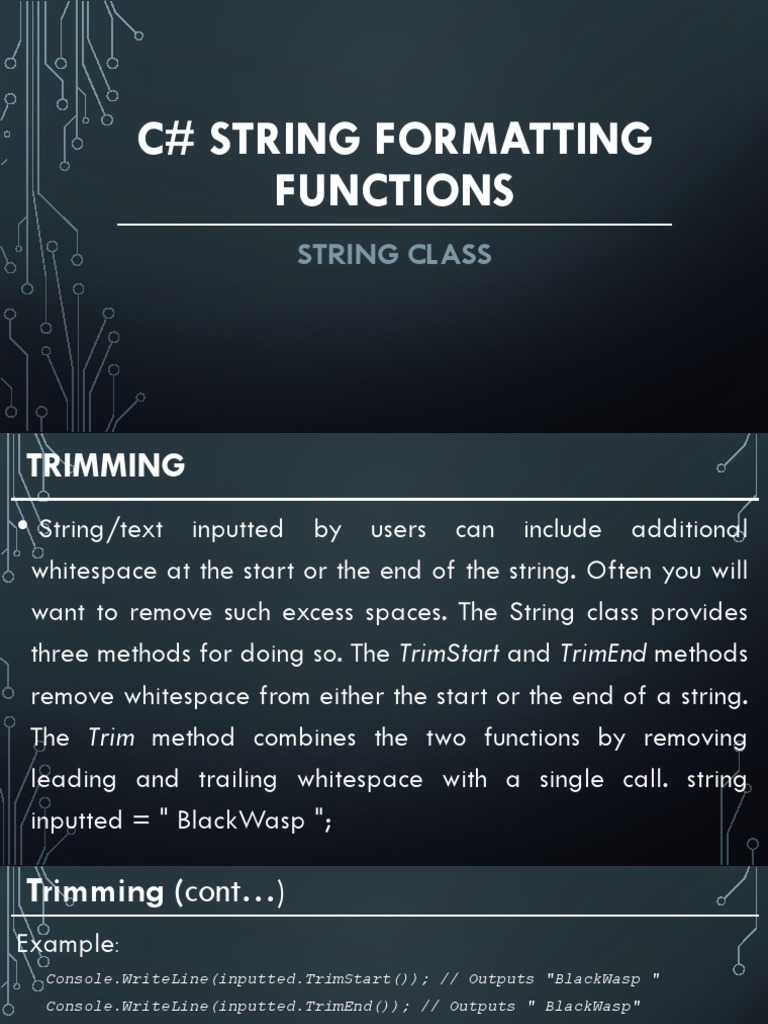 String Functions in C# | PDF | Parameter (Computer Programming ...
