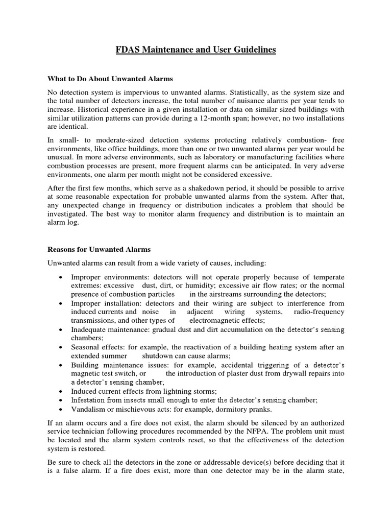 Fdas User and Maintenance Guidelines | PDF | Electrical Wiring ...