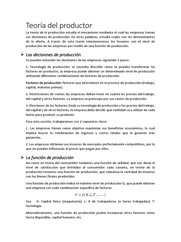 Teoria Del Productor Pyndick Cap 6 | PDF | Función de producción | Capital (economía)