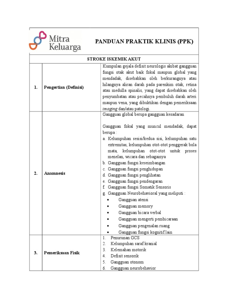 PPK Stroke Iskemik Akut | PDF