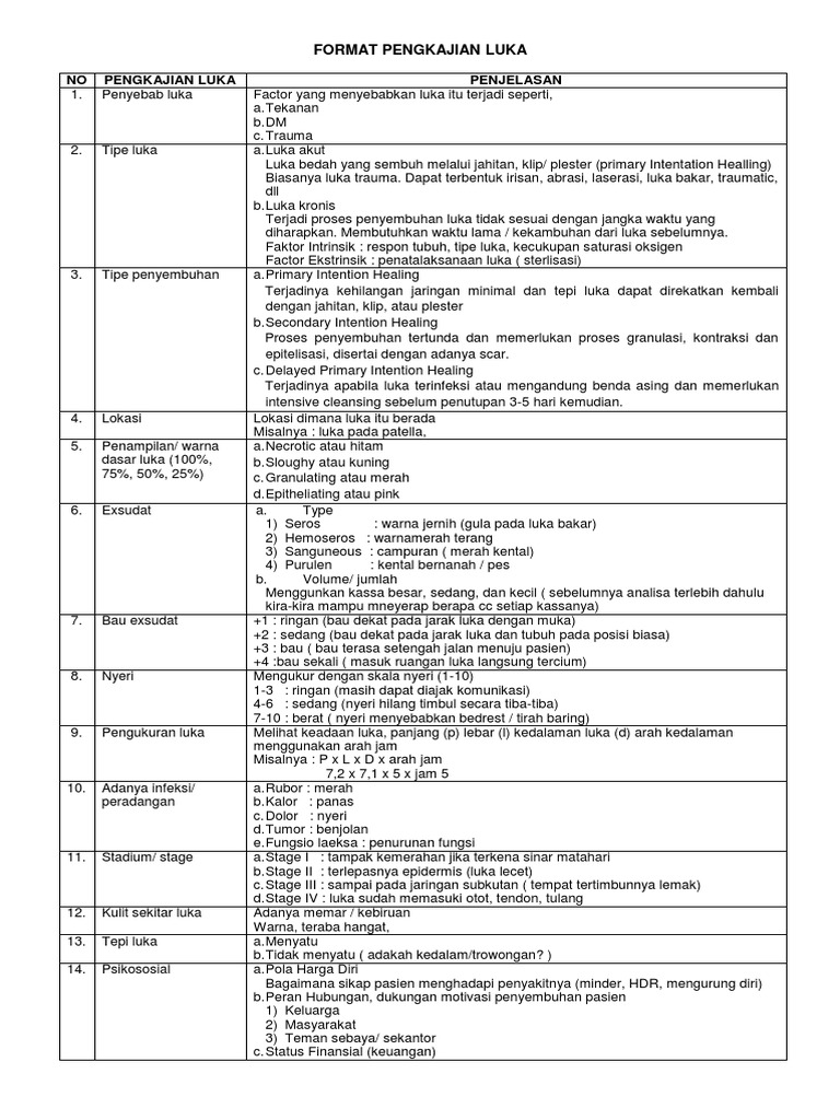 Format Pengkajian Luka Terbaru | PDF