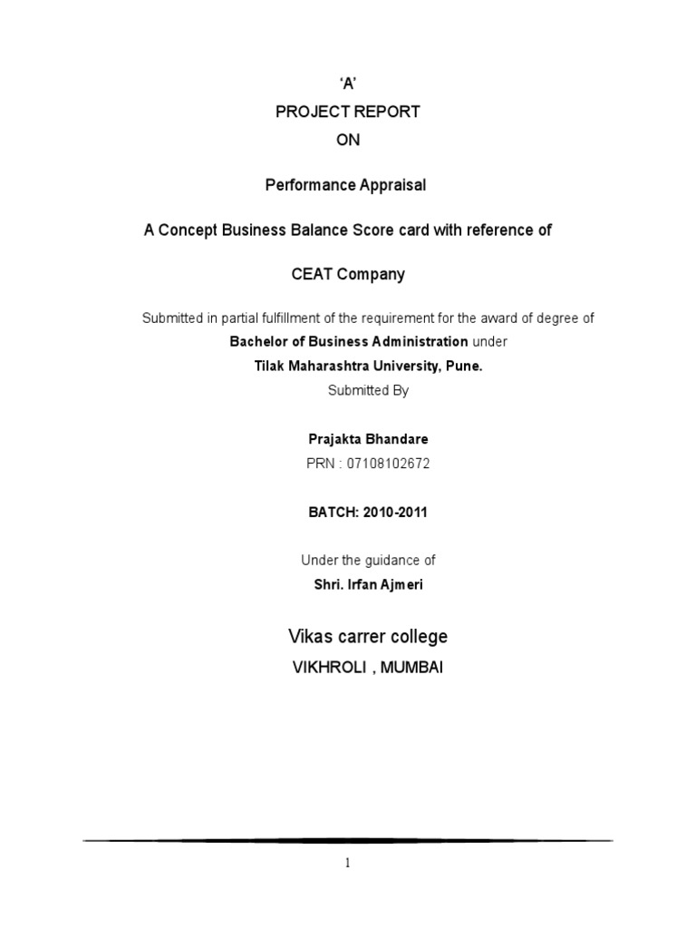Project Report | PDF | Performance Appraisal | Strategic Management
