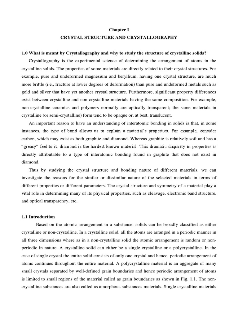 Crystal Structure and Crystallography | PDF | Crystal Structure | X Ray ...