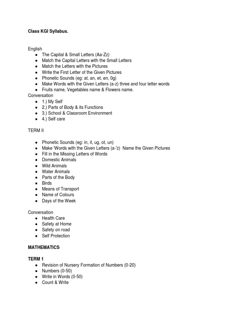 Class KGI Syllabus | PDF | Semiotics | Learning