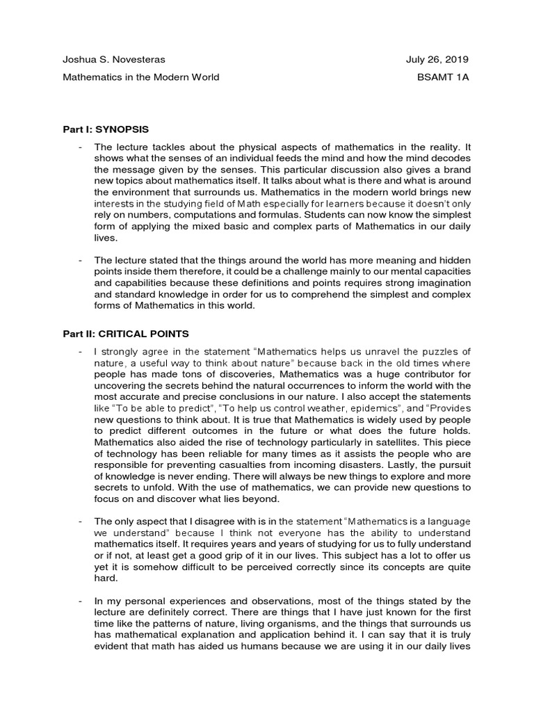 Synthesis | PDF | Teaching Mathematics | Time