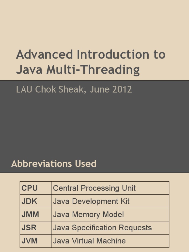 Advanced Introduction To Java Multi Threading Recovered Pdf Java Virtual Machine Thread