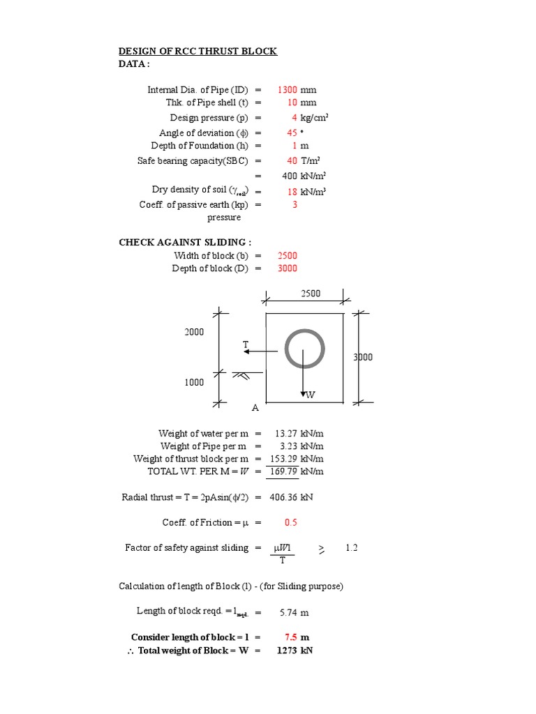 Design of Thrust Block | PDF | Mass | Nature