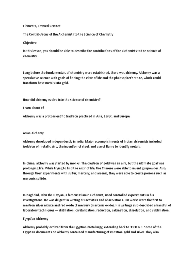 Alchemy | PDF | Alchemy | Chemistry