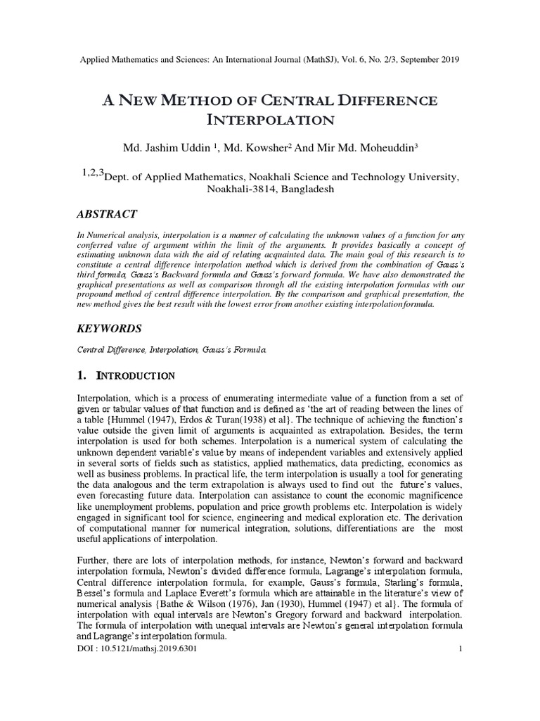 A New Method of Central Difference Interpolation | PDF | Finite ...