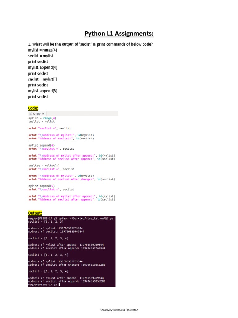Python L1 Assignments Overview | PDF | String (Computer Science) | Data