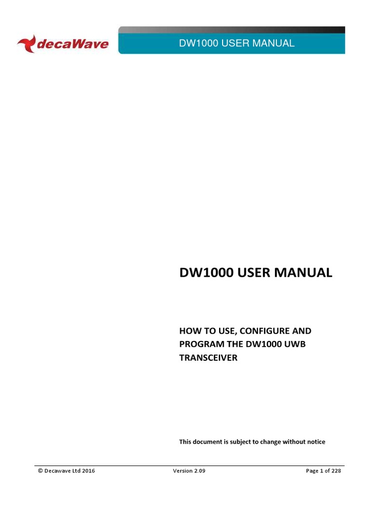 Dw1000 User Manual 2.09 | PDF | Digital Electronics | Computer Engineering
