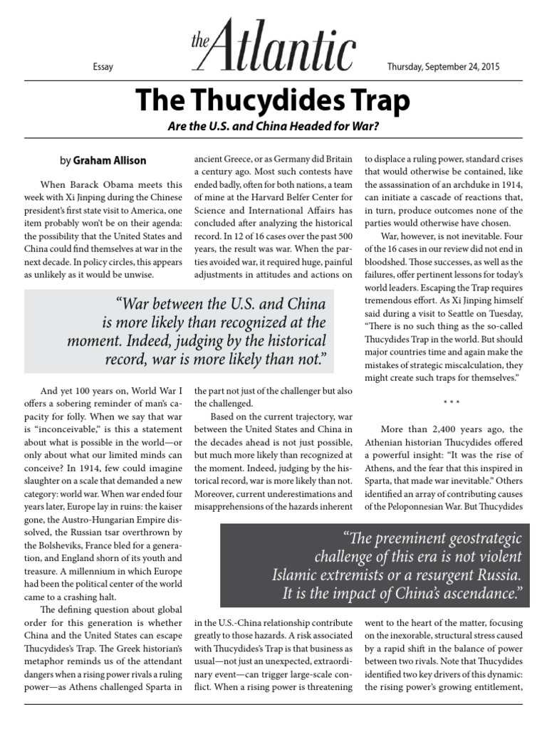 Allison, The Atlantic - Thucydides Trap | PDF | China | World Politics