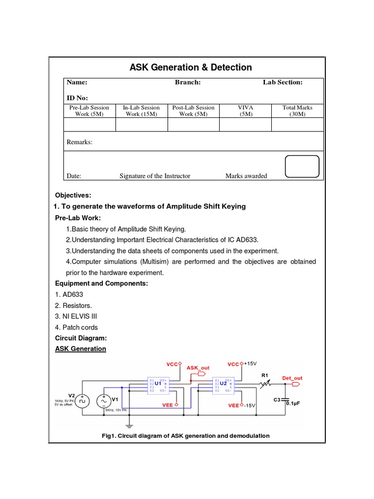 ASK Generation & Detection | PDF | Modulation | Amplitude