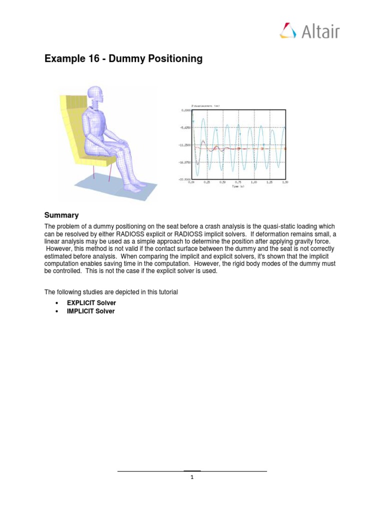 Example 16 - Dummy Positioning: EXPLICIT Solver IMPLICIT Solver | PDF | Viscoelasticity ...