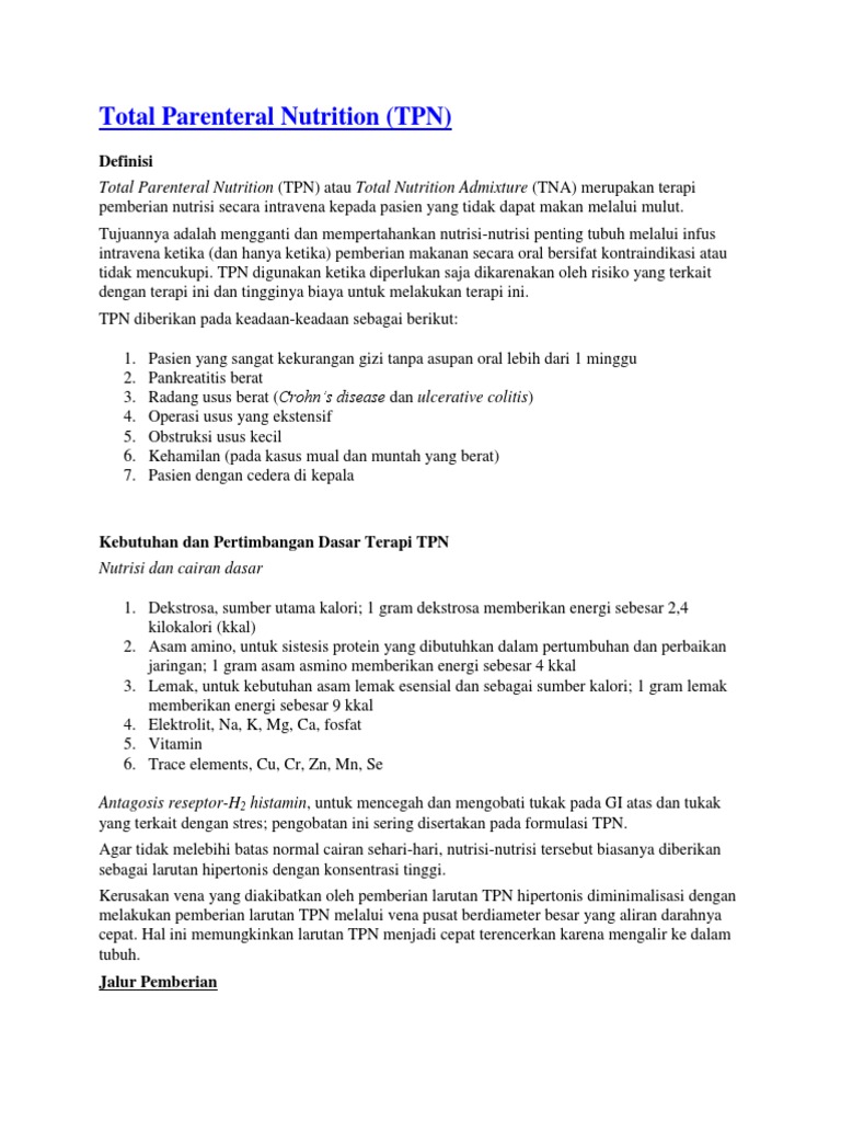 Total Parenteral Nutrition | PDF
