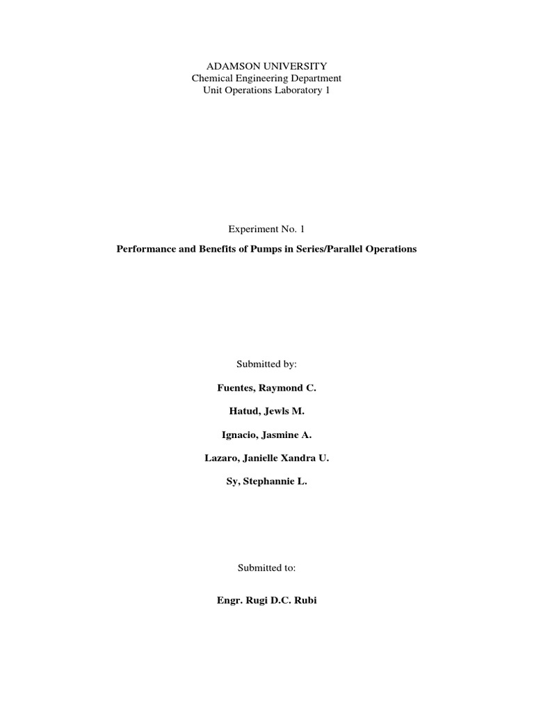 Adamson University Chemical Engineering Department Unit Operations ...