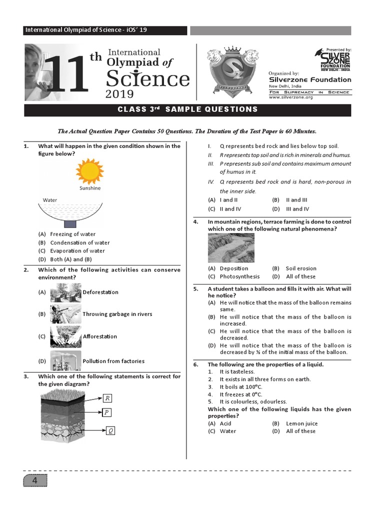 Class 3 Science Sample Paper PDF | PDF | Soil | Carbon