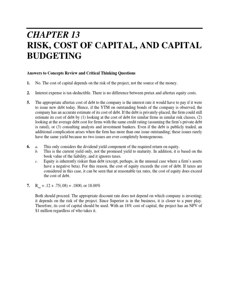 Chapter 13 Solutions | PDF | Cost Of Capital | Preferred Stock
