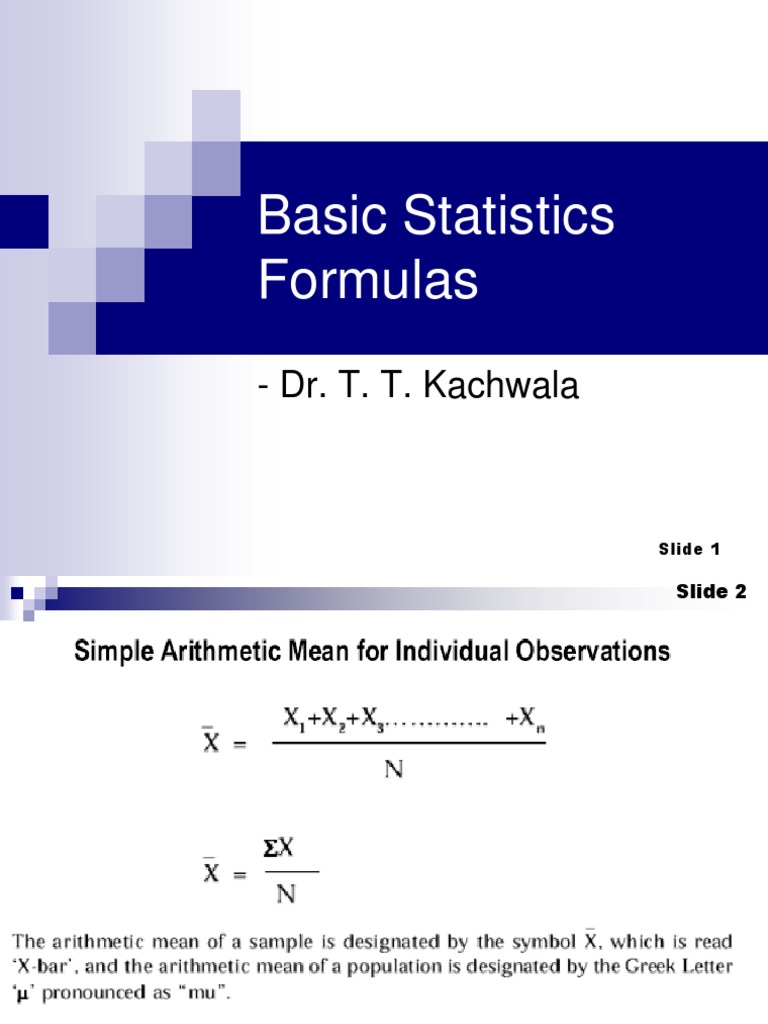 2basic Statistics Formula | PDF | Mean | Standard Deviation